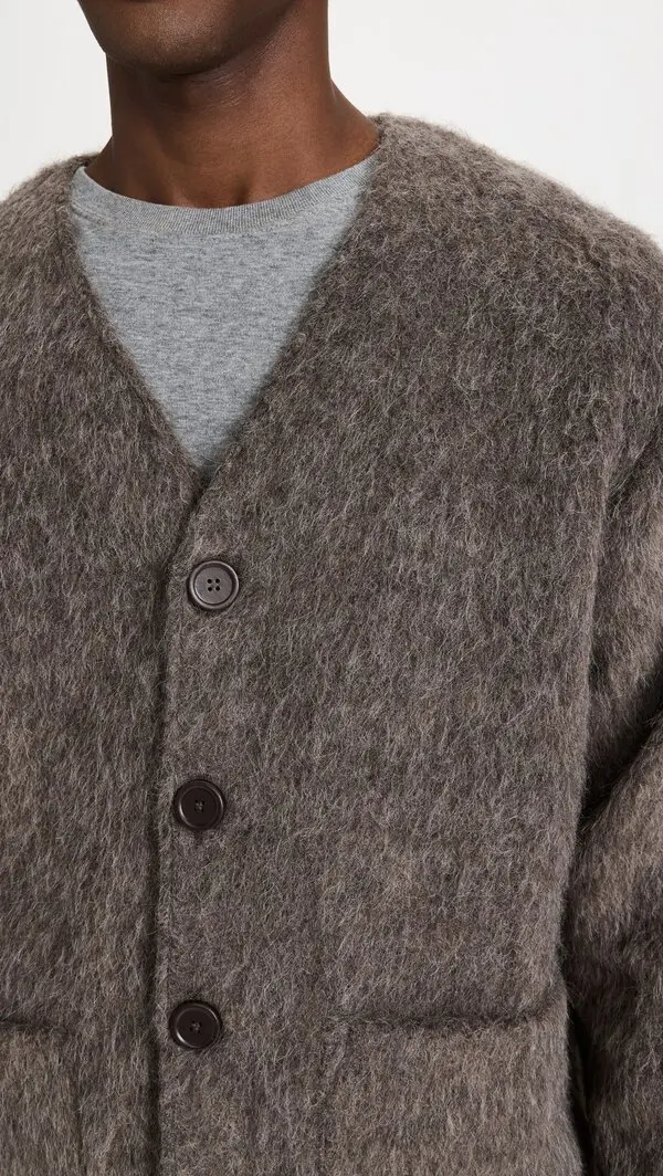 Our Legacy Brushed Cardigan In Mole Grey Mohair - 50% Off